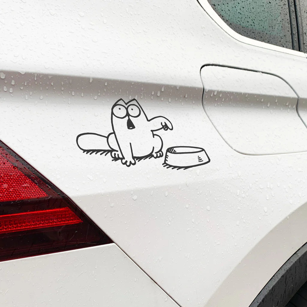 Simon’s Cat “Feed Me” Car Sticker – Funny Vinyl Decal with Bowl – Marif ...