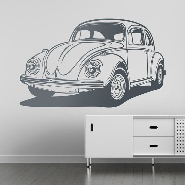 Classic Volkswagen Beetle Car Wall Decal | Retro Automotive Vinyl Art ...