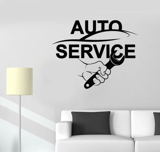 Auto Service Mechanic Garage Vinyl Wall Decal | Workshop Business Sign ...